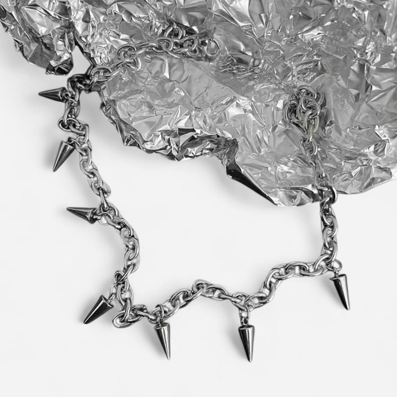 Silver spike chain necklace #goth #punk | Depop