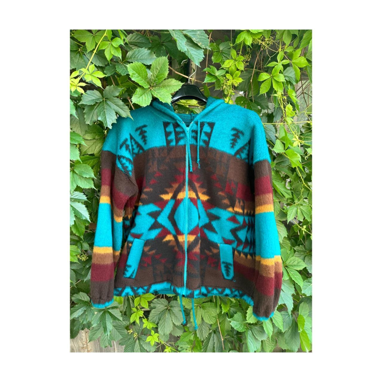 Aztec wool Blanket Jacket Native Artesanias... - Depop