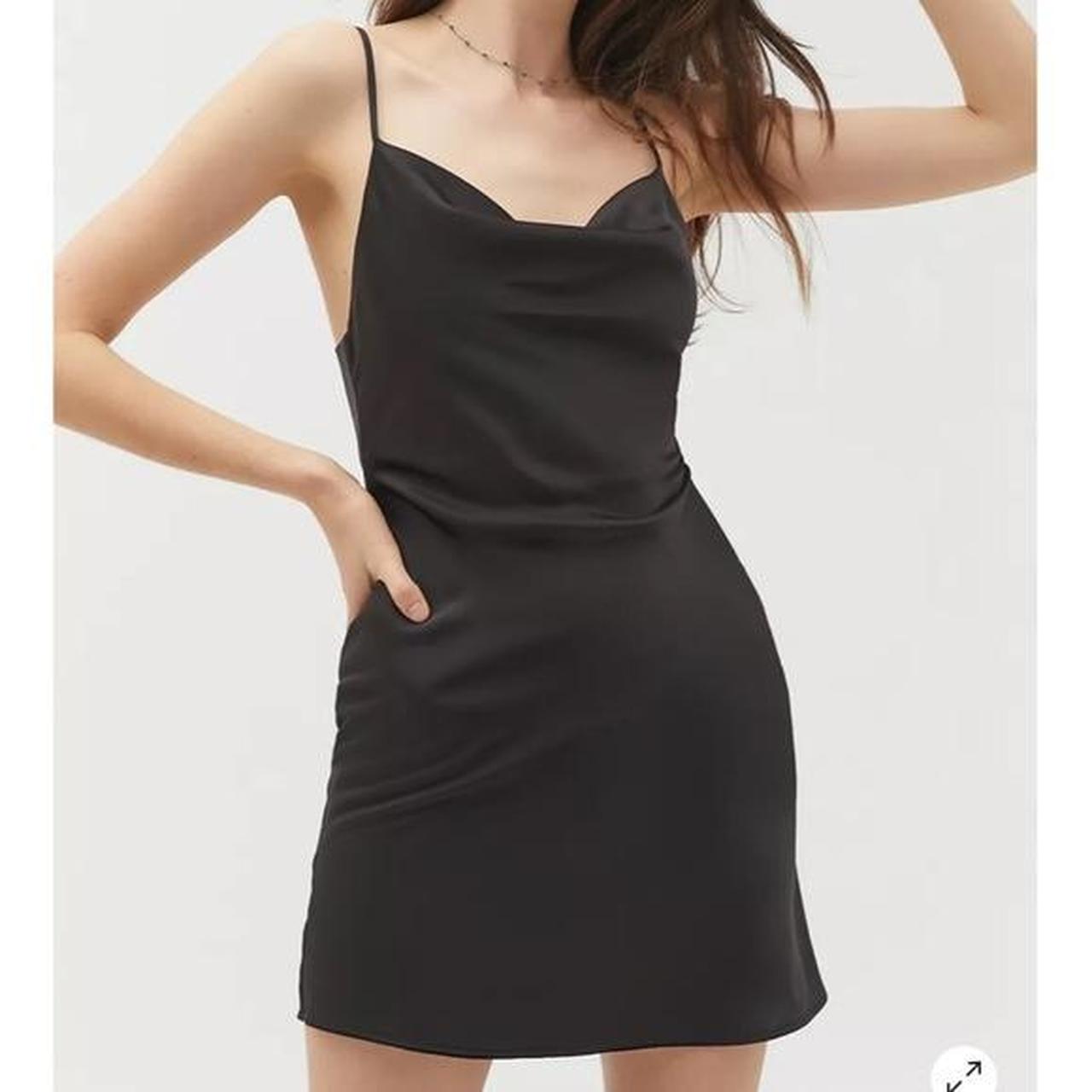 Urban Outfitters Black satin dress Super cute only... - Depop
