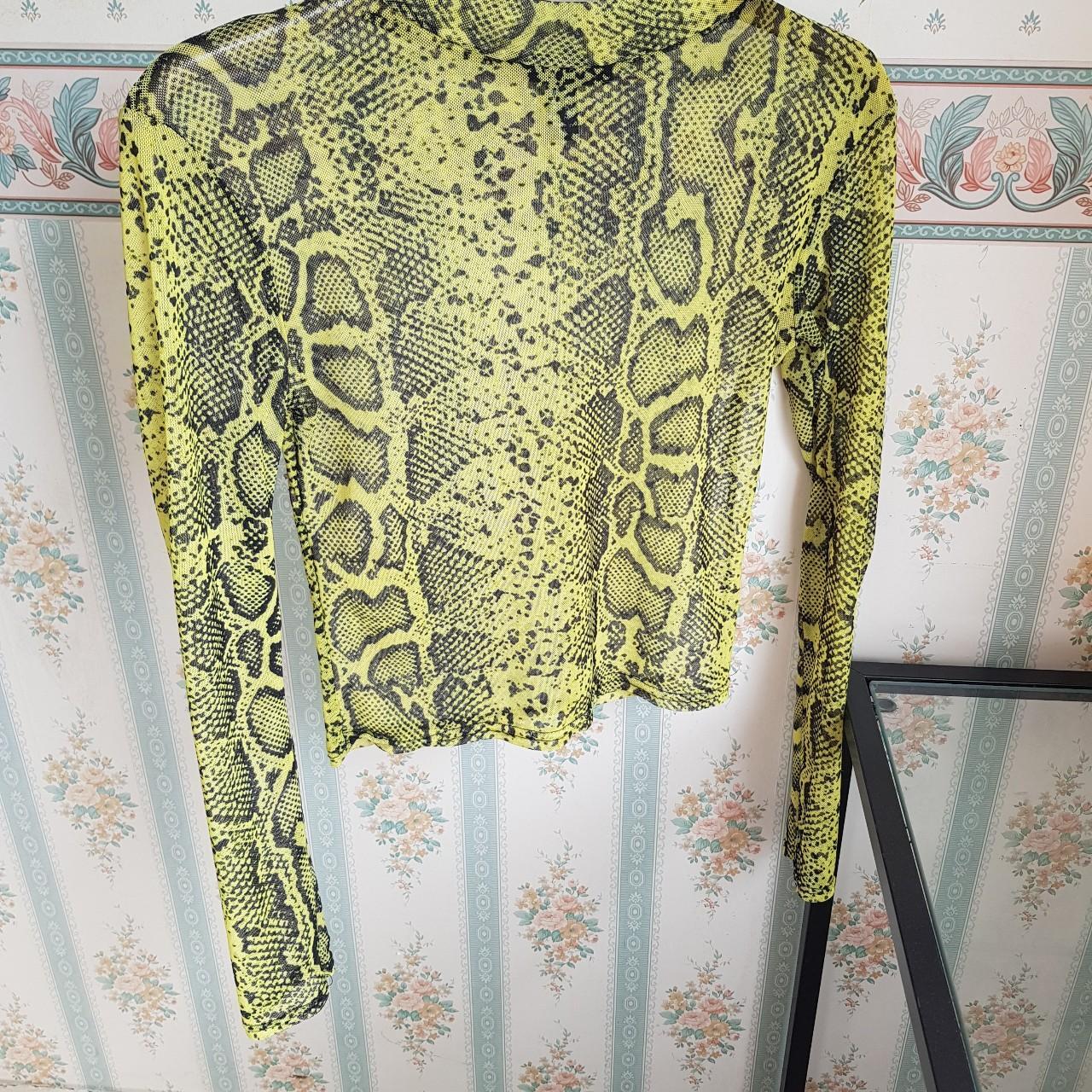 New Look Mesh Snake Print Crop Top Size 8 UK... - Depop