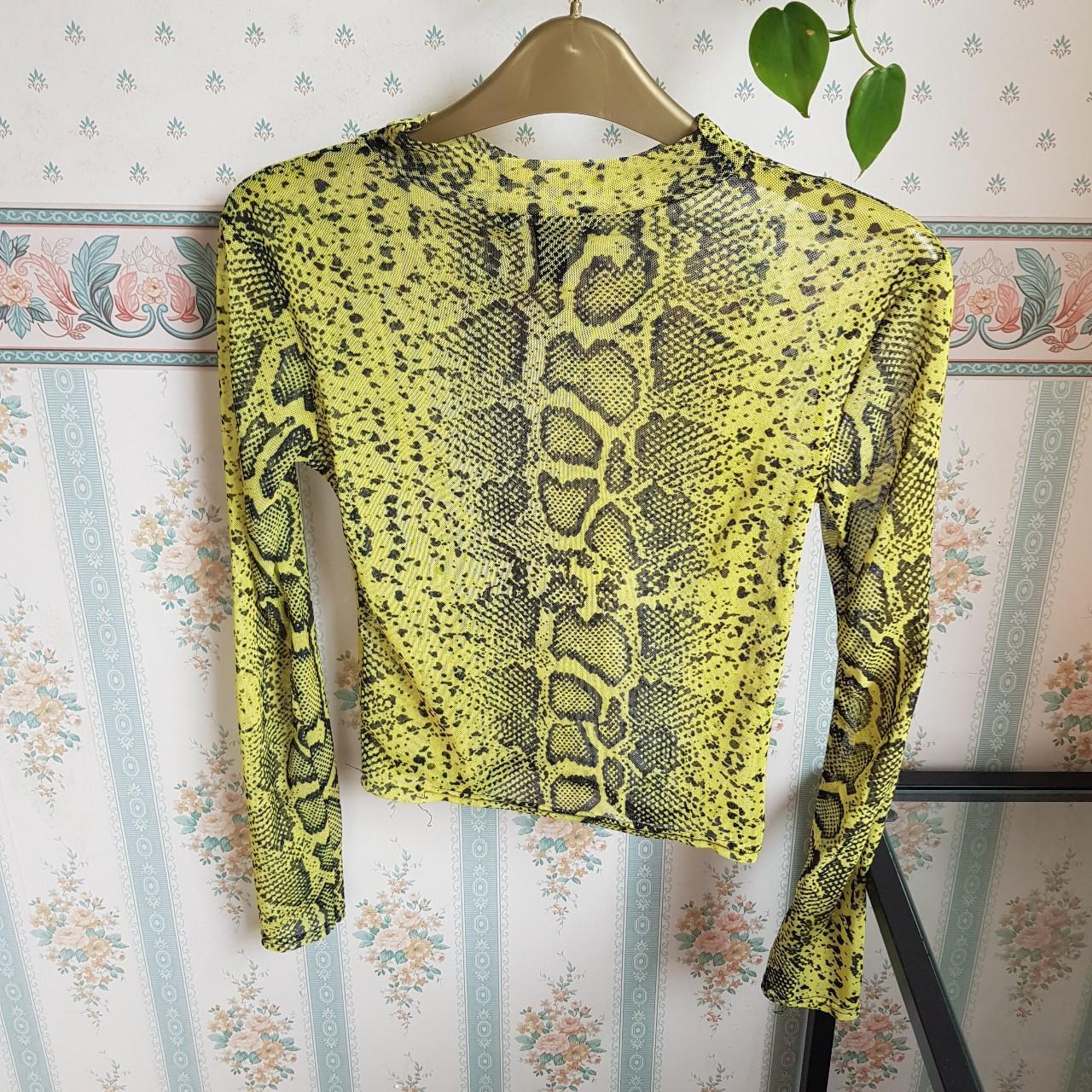 New Look Mesh Snake Print Crop Top Size 8 UK... - Depop