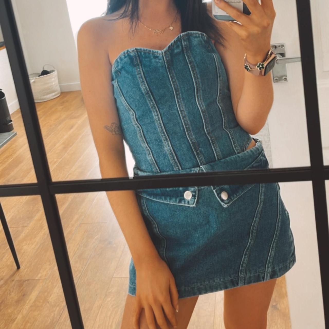 Plt denim co-ord top n skirt, both pieces size 6 but... - Depop