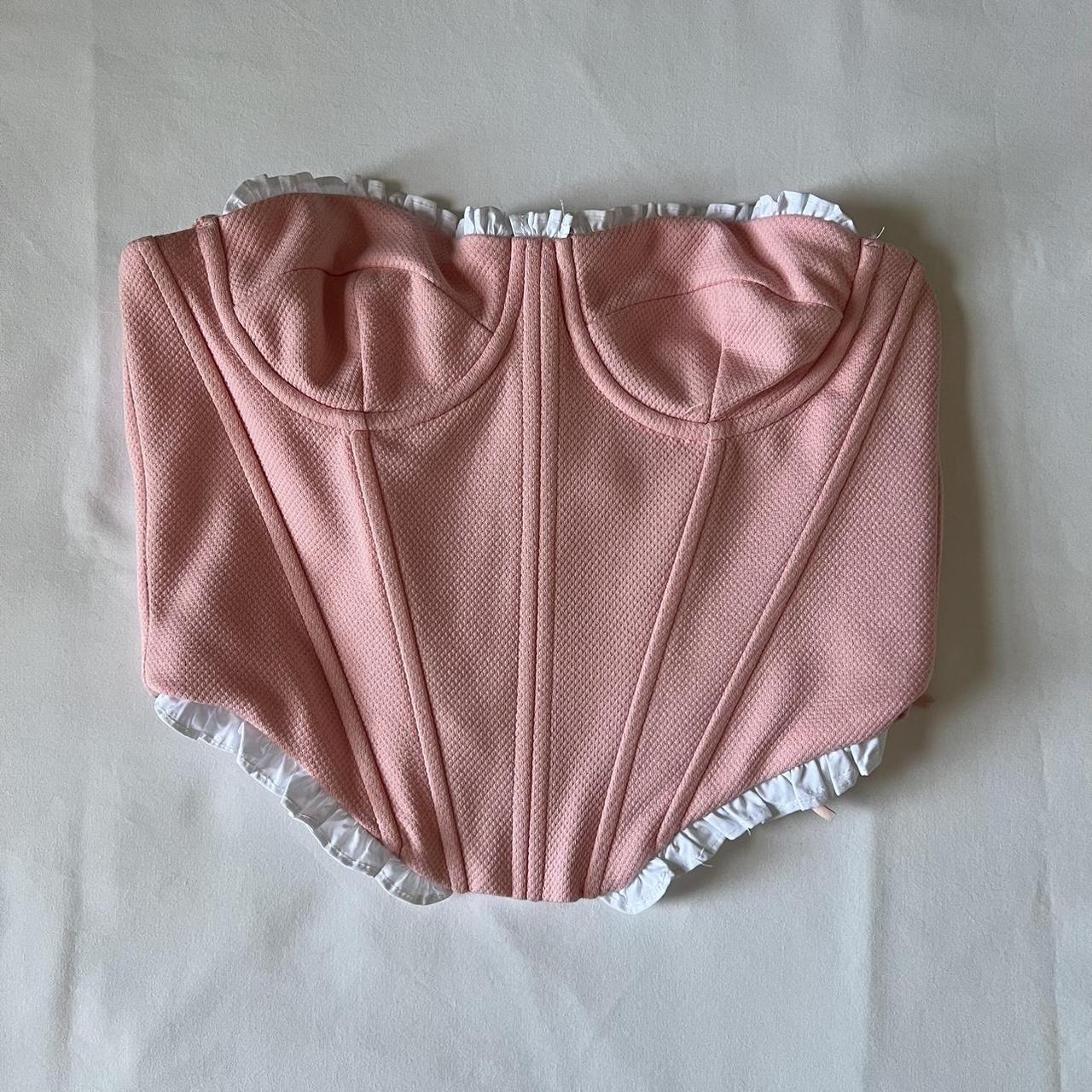 edikted pink ruffle hem corset size xs #corset... - Depop