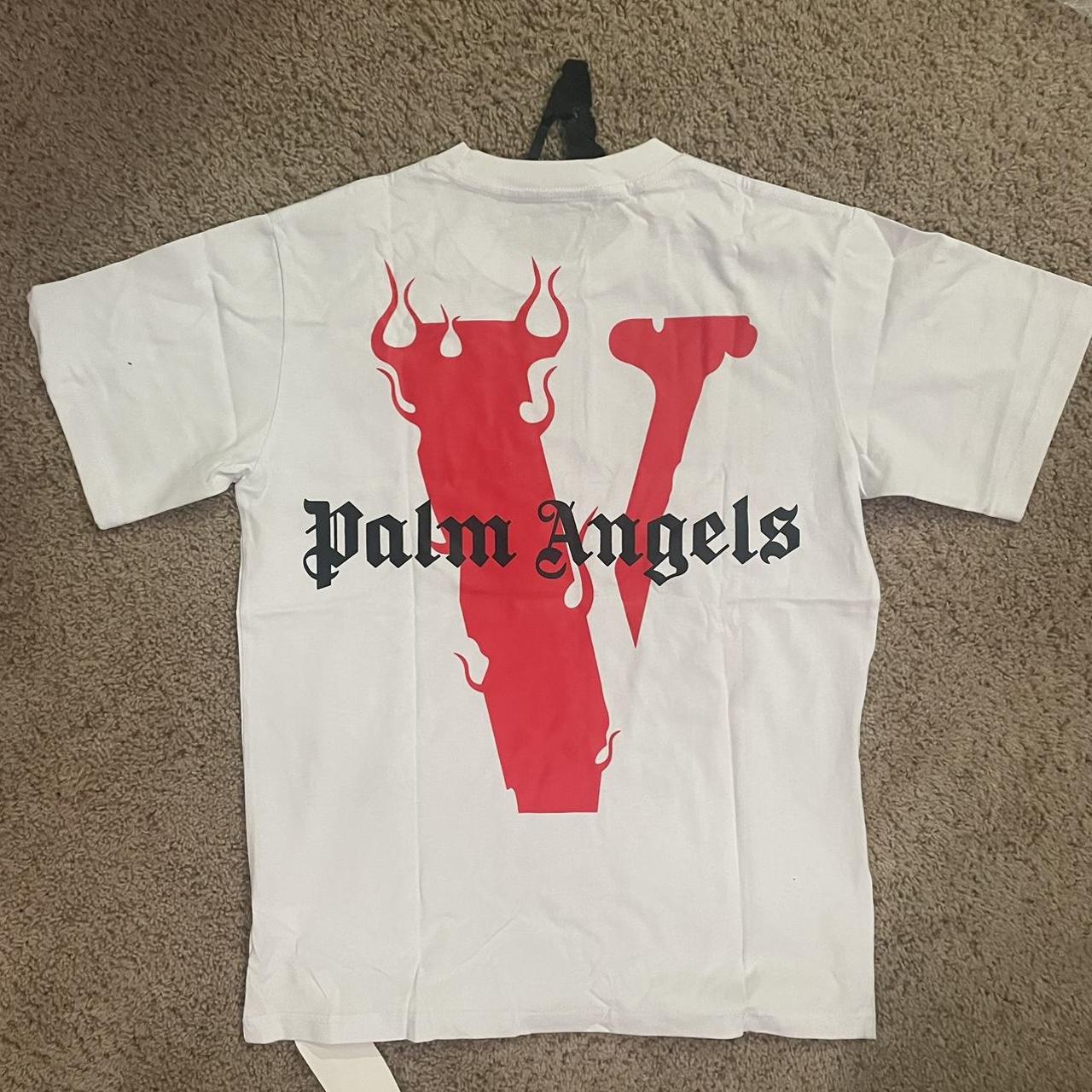 Vlone Men's White and Red T-shirt | Depop