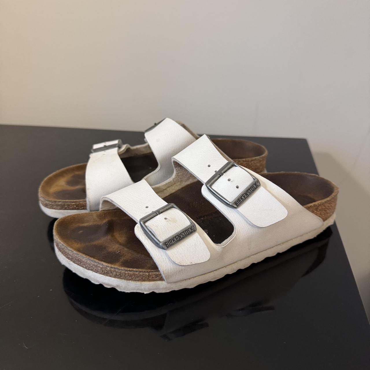 White Birkenstock sandals Perfect summer sandal... - Depop