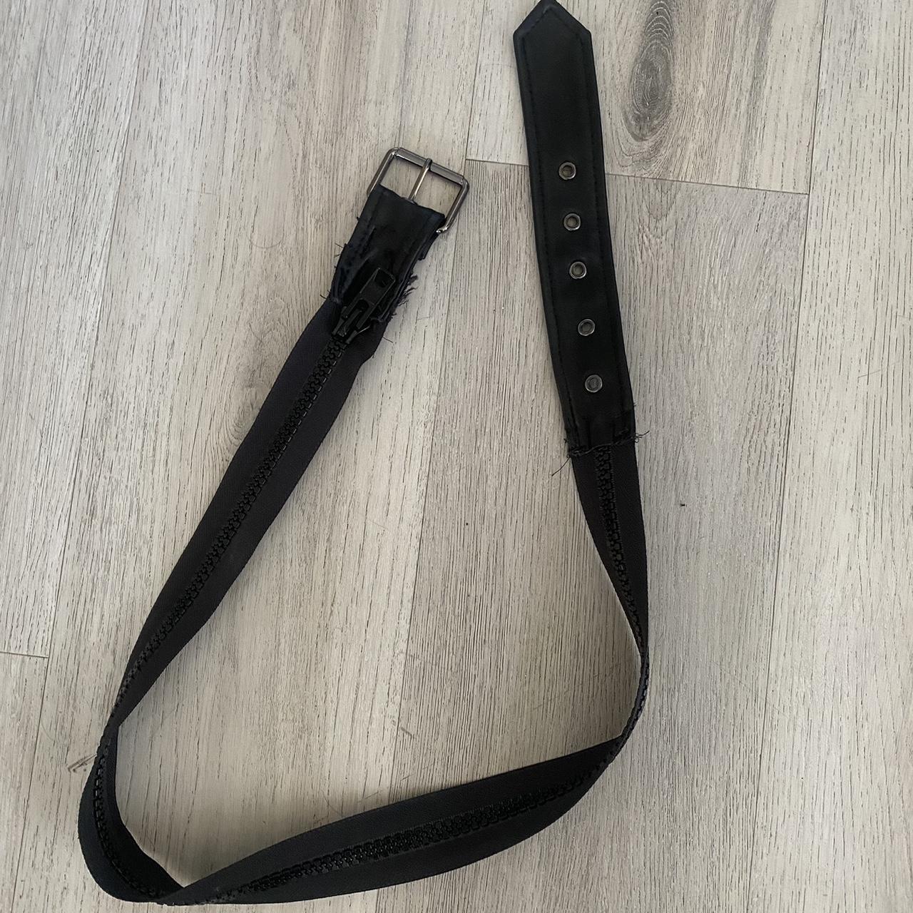 Handmade zipper belt with faux leather details - Depop