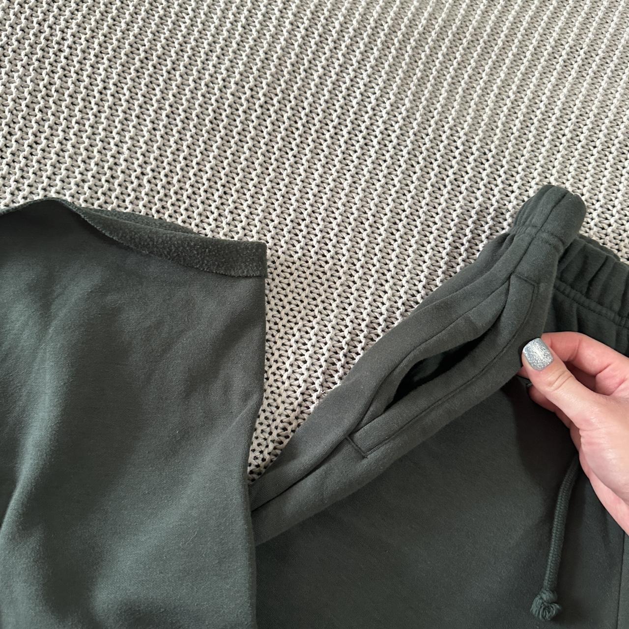 Skims cotton fleece straight leg dark green spruce... - Depop