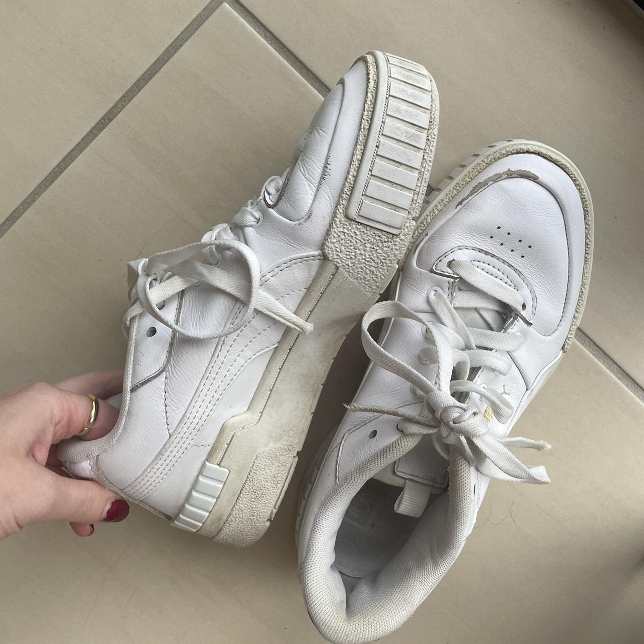 Puma white sneakers Some wear hence the price - Depop