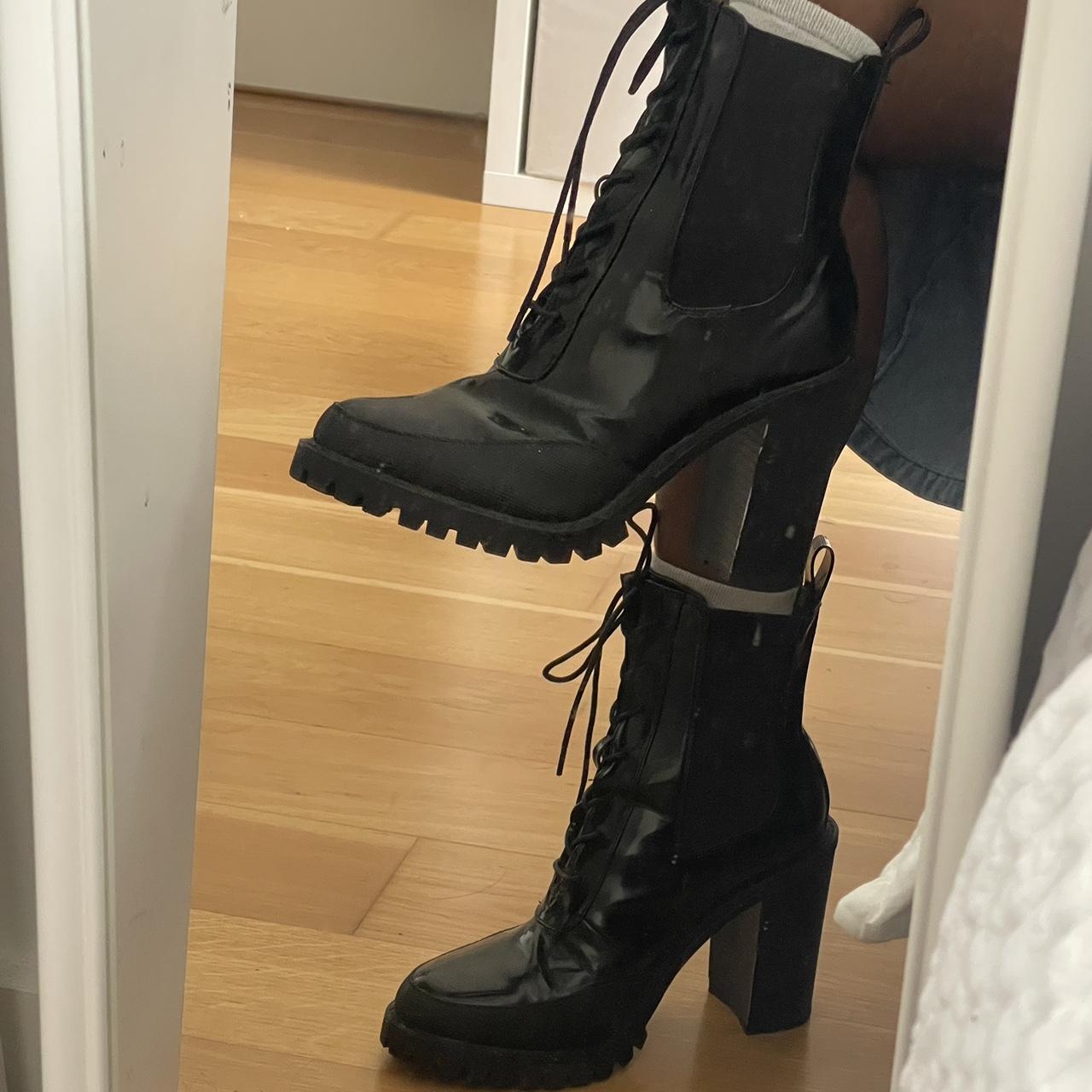 Combat heel boots, only worn twice, badass vibes... - Depop