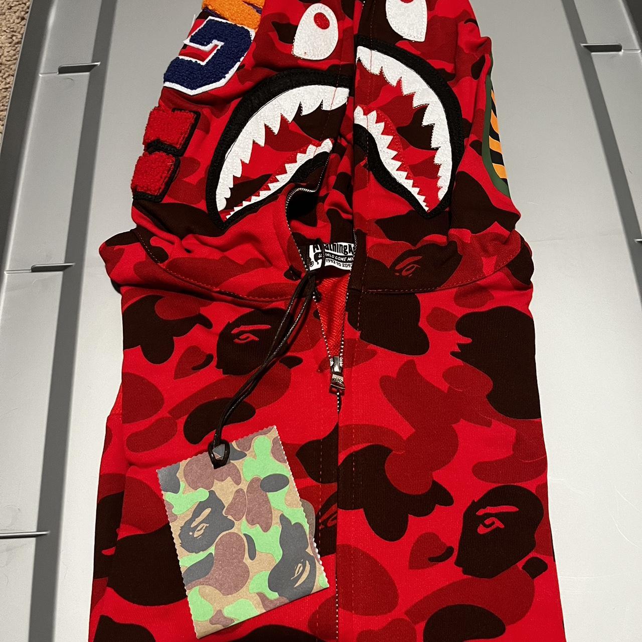 BAPE A Bathing Ape red camo Shark hoodie brand new... - Depop