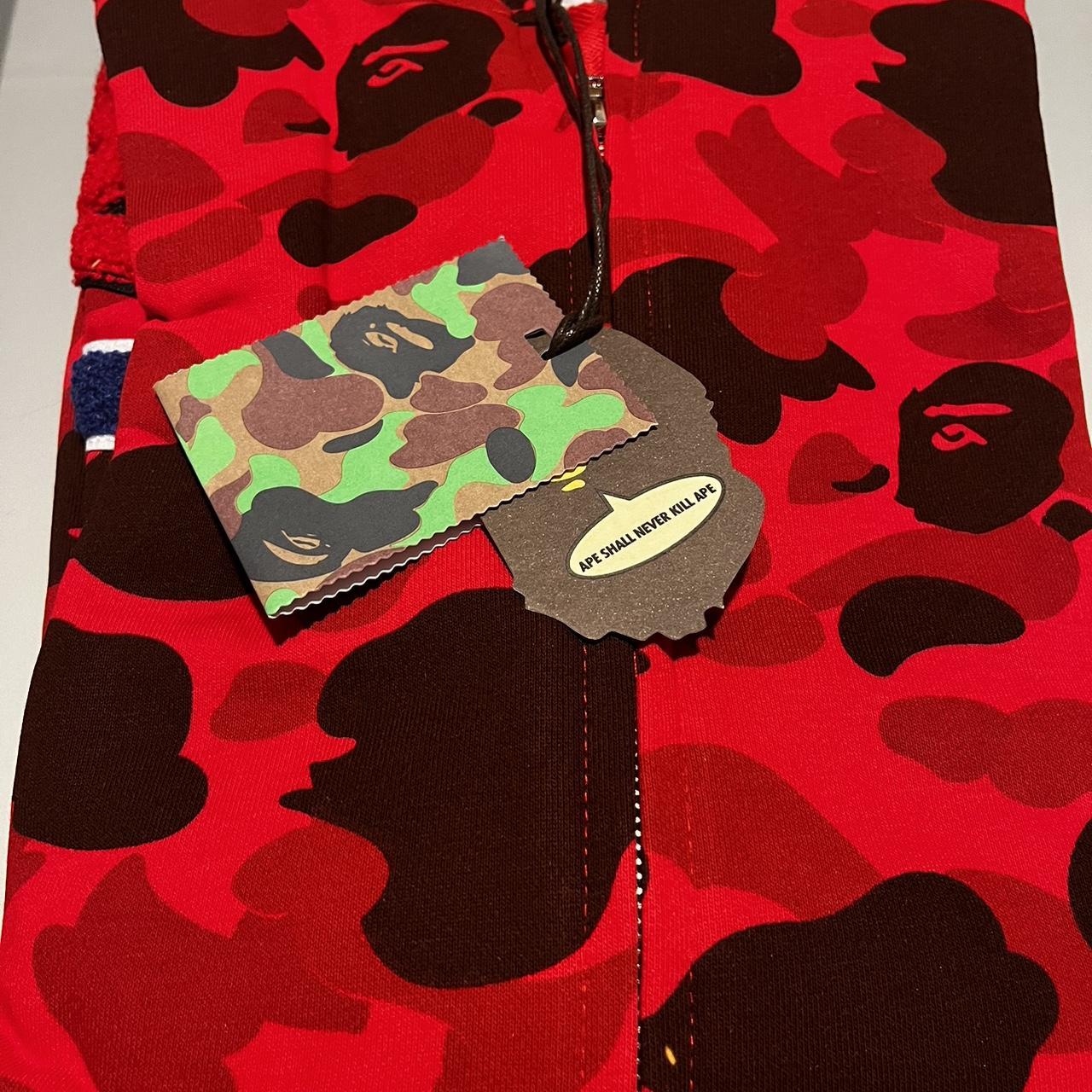 BAPE A Bathing Ape red camo Shark hoodie brand new... - Depop