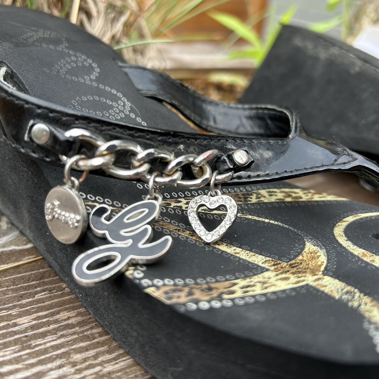 Guess wedge charmed sandals both black and white... | Depop