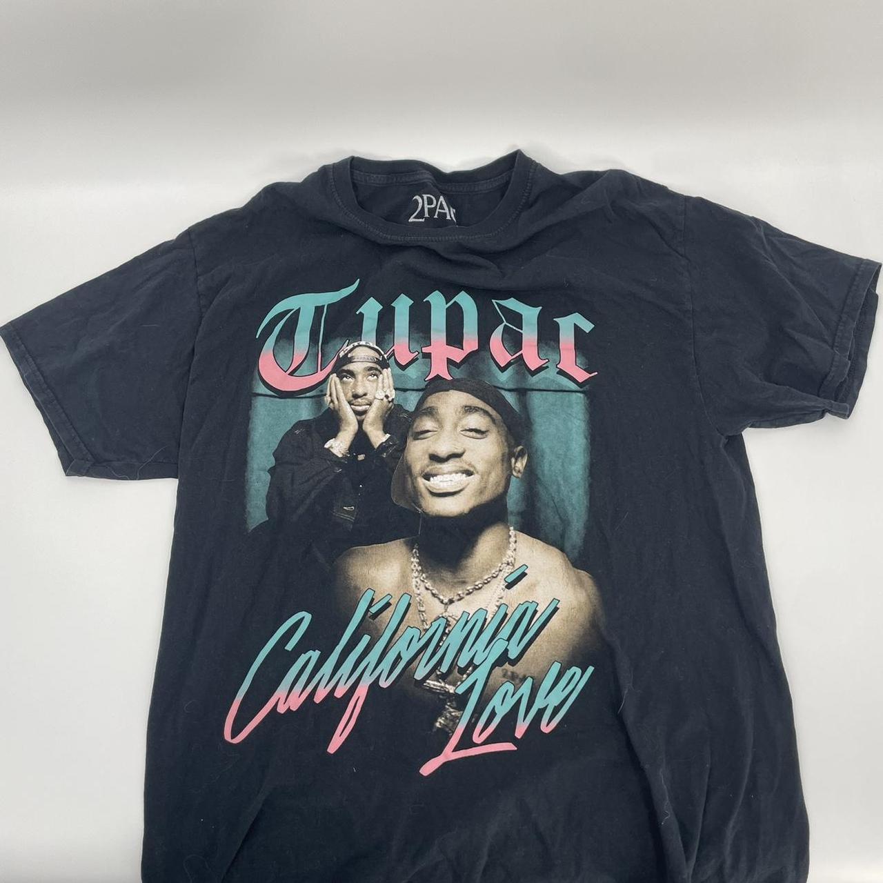 men’s L 2pac Tupac tee shirt black w minima graphic... - Depop