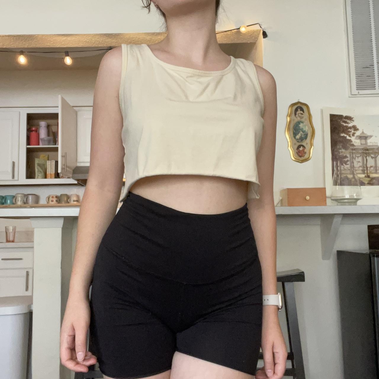 Cropped pale yellow tank for summer! Cut it myself... - Depop