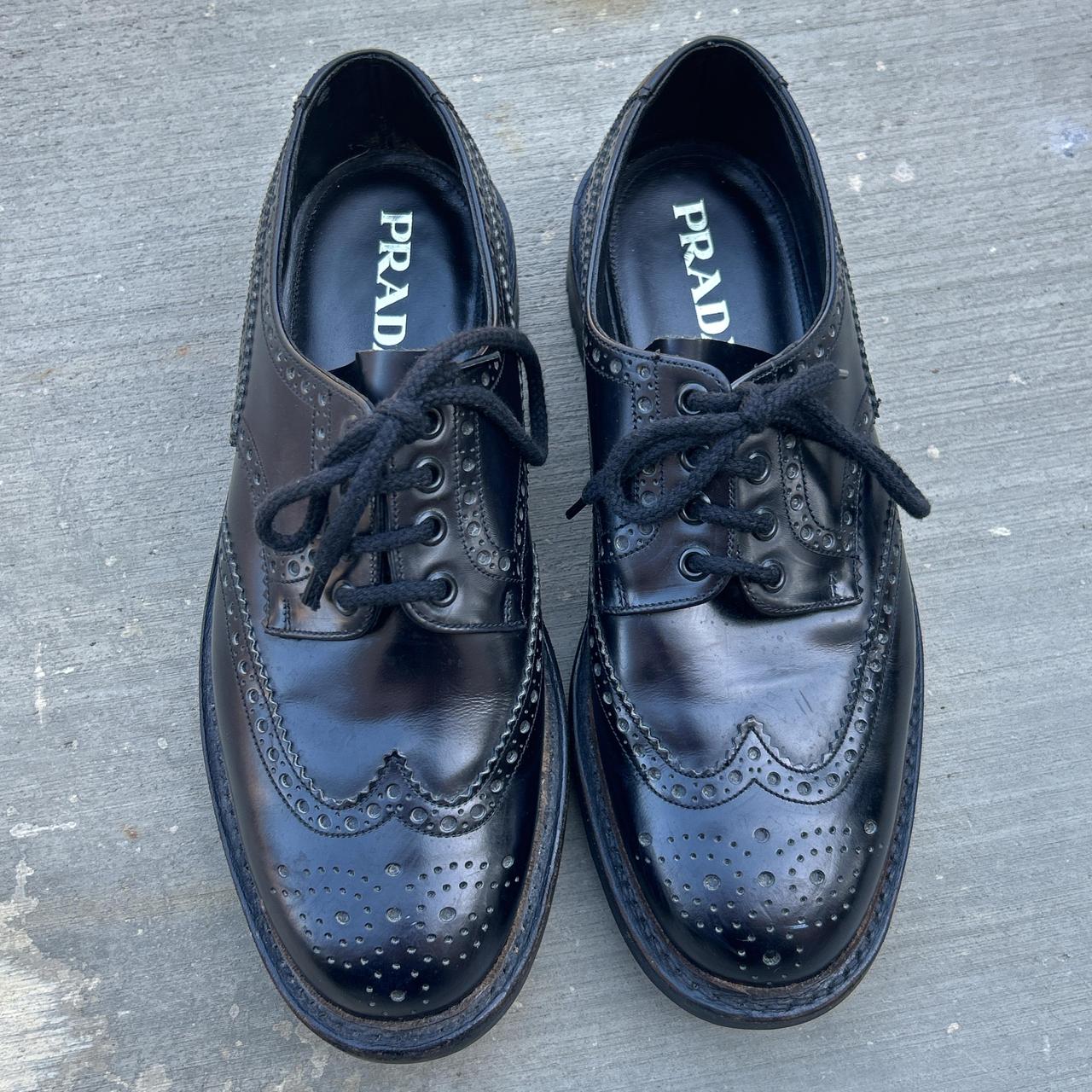 Prada Black Leather Brogue Oxford Shoe 🖤 UK 8 - Like... - Depop