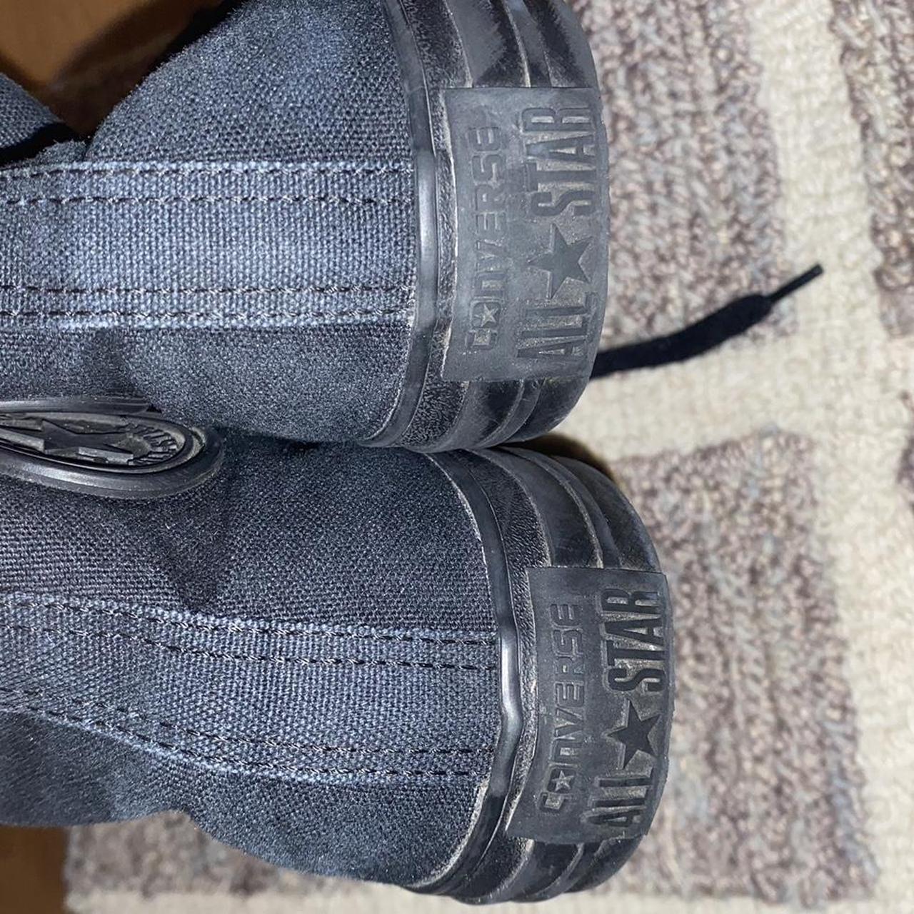 All black Converse hi tops with rubber logo Barely... - Depop