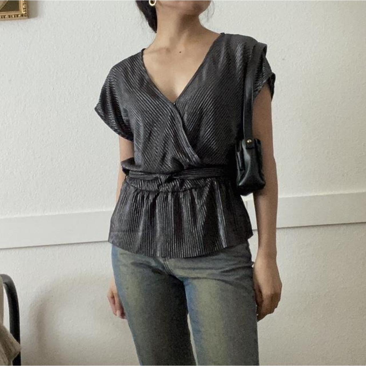 Shiny Reflective Black Party Top by the brand Gibson... - Depop