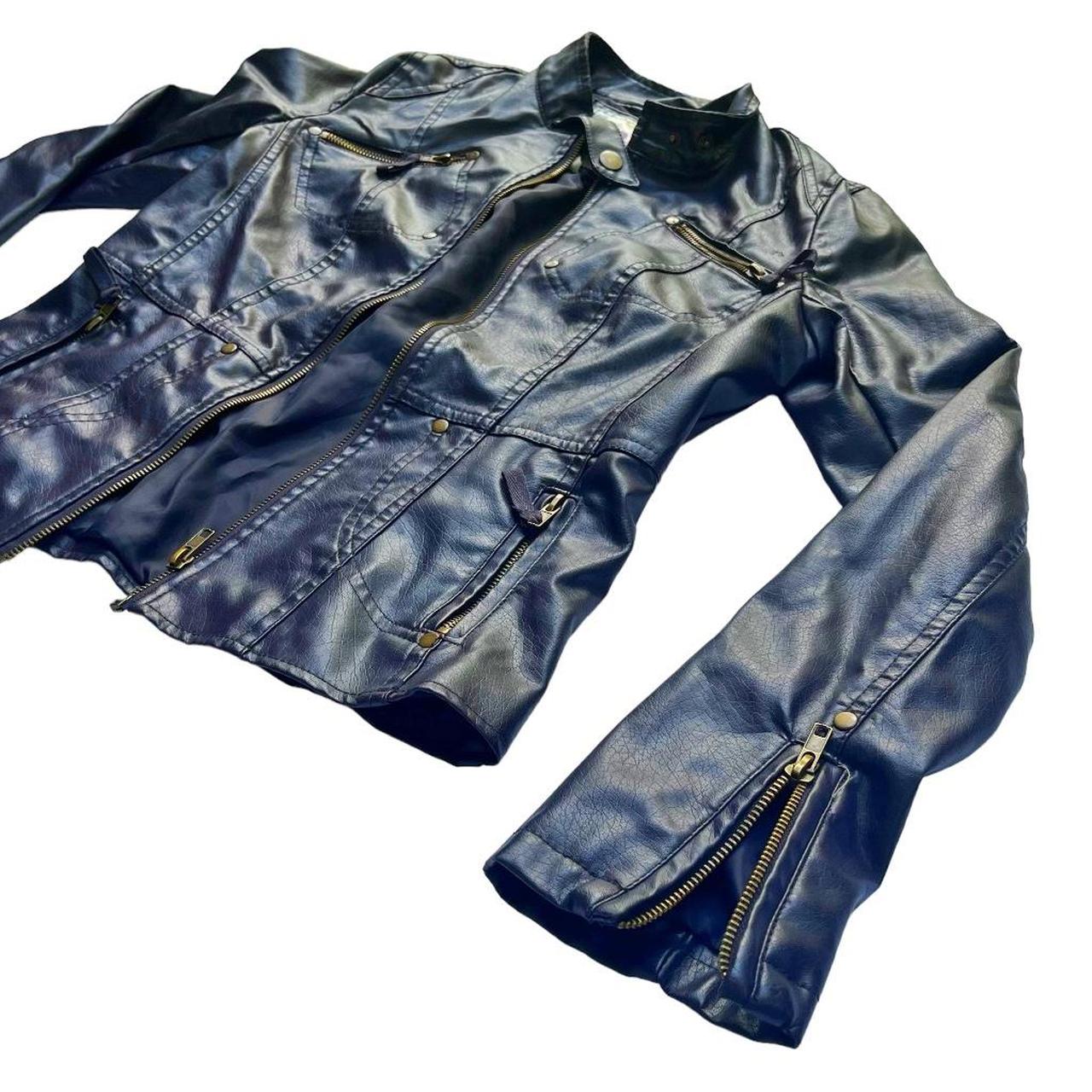 Dark Purple Fitted Leather Jacket - love love the... - Depop