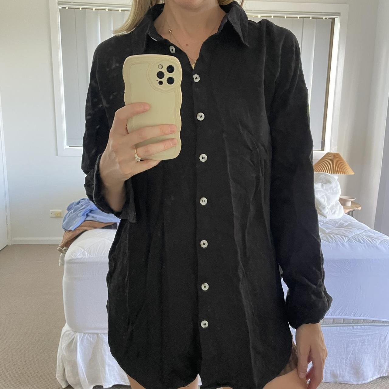 GLASSONS cotton / linen shirt Sz 8 black - Depop