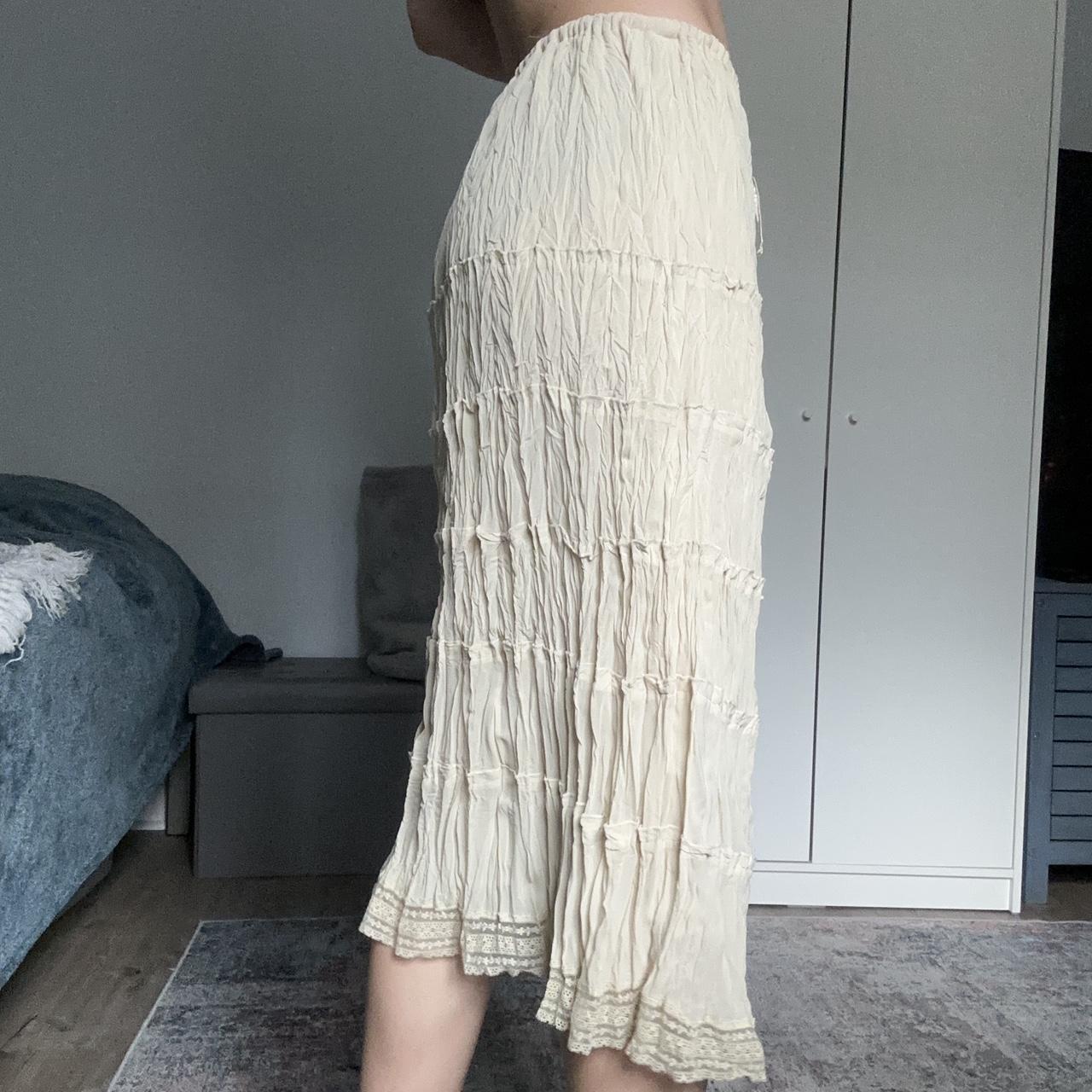 cream ruffle skirt ruffle lace detailing fairy... - Depop