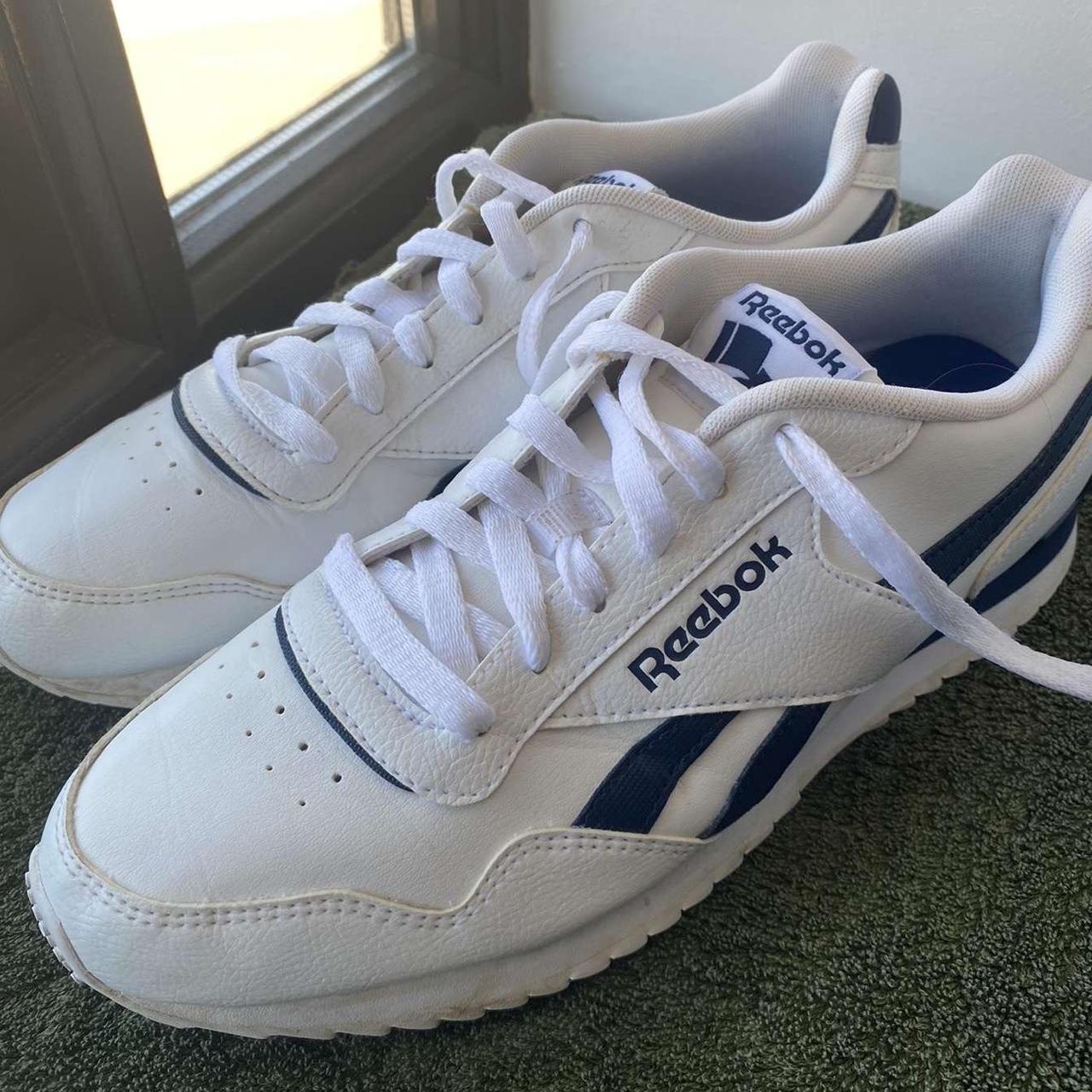 Reebok Blue and White Shoes - Size 7 - Worn a few... - Depop