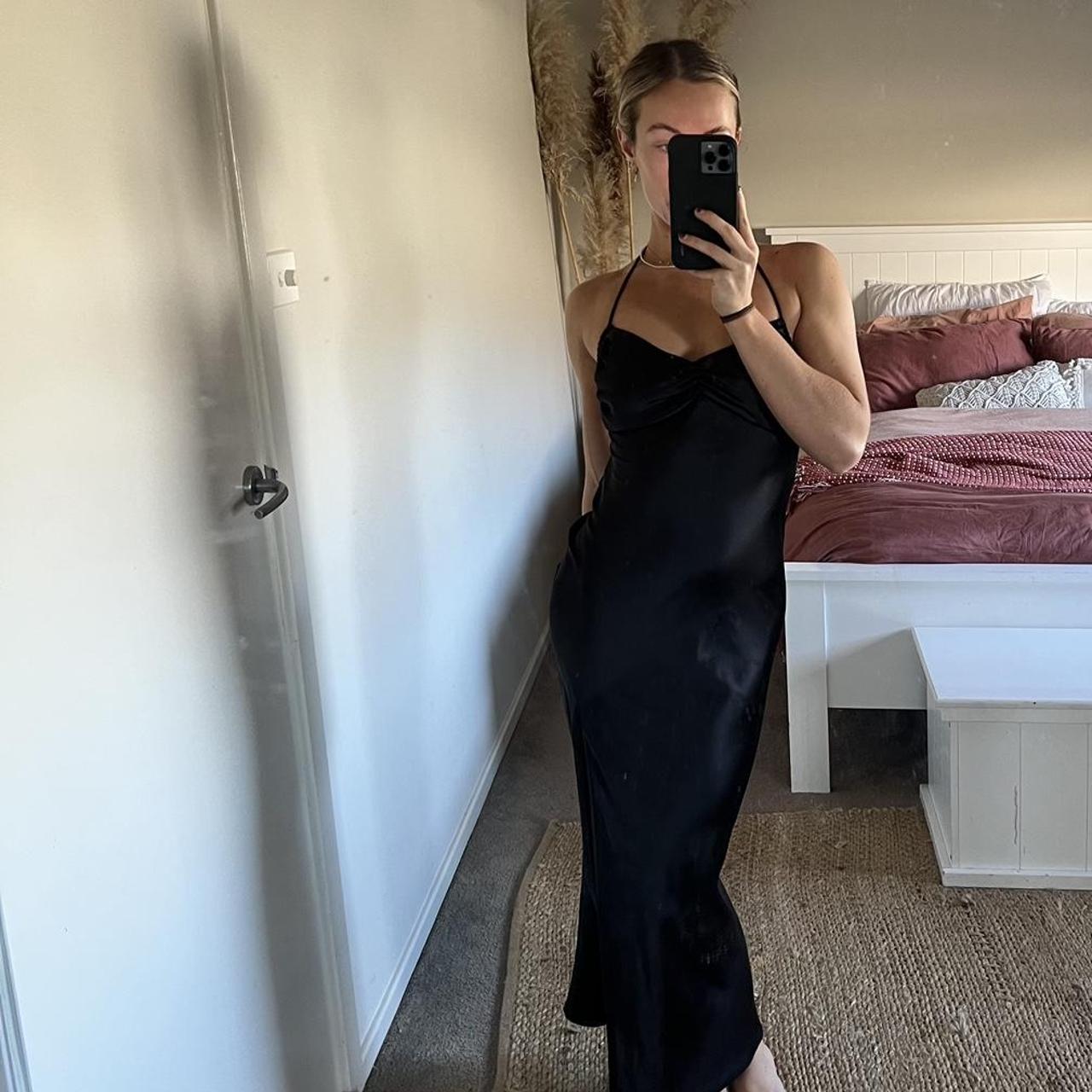 Jagger and Stone Black silk formal dress Backless... - Depop