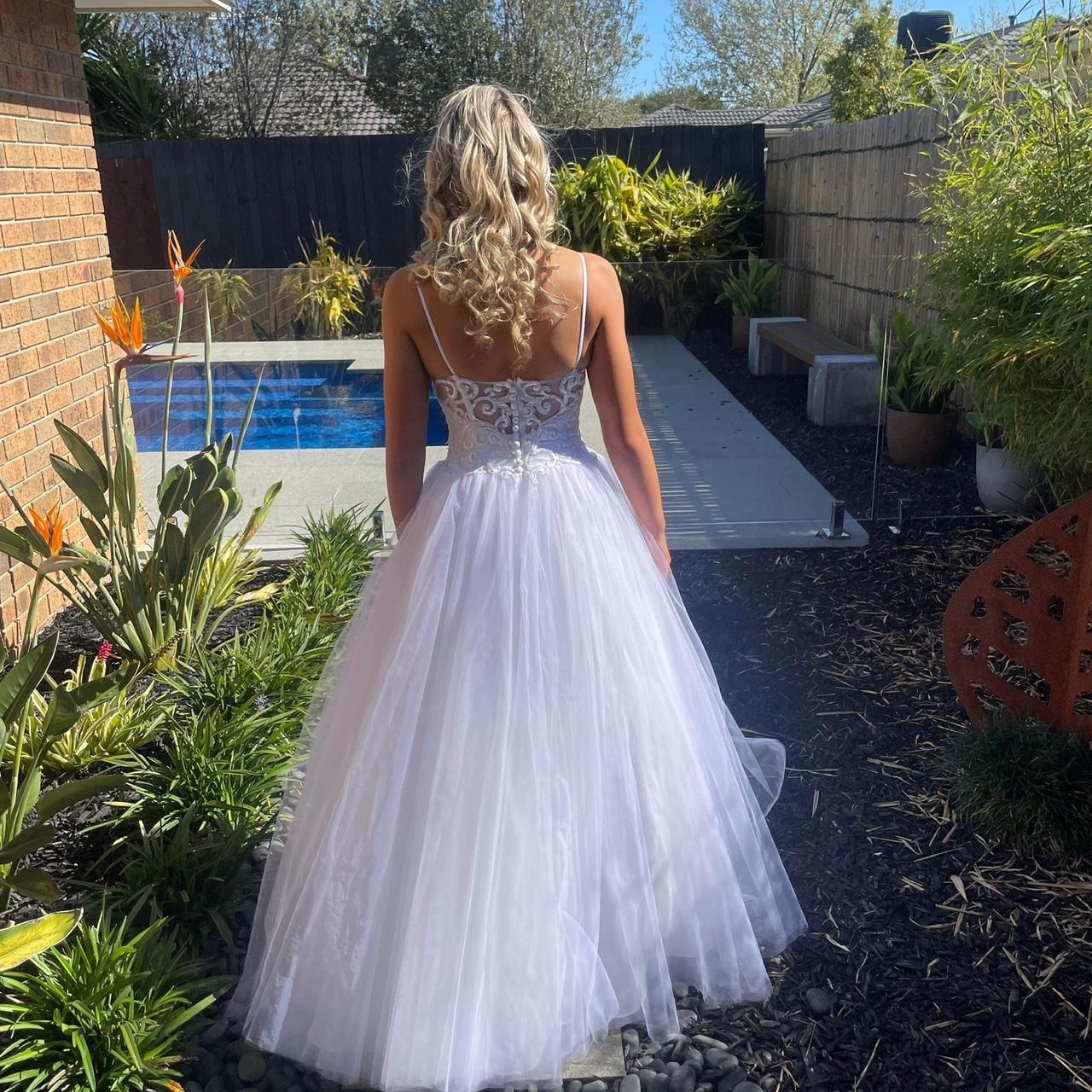 beautiful deb dress size 4-6 zip up for reference... - Depop