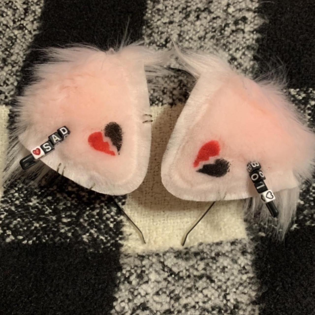 Raspberry neko pup ears practically new just can’t... - Depop