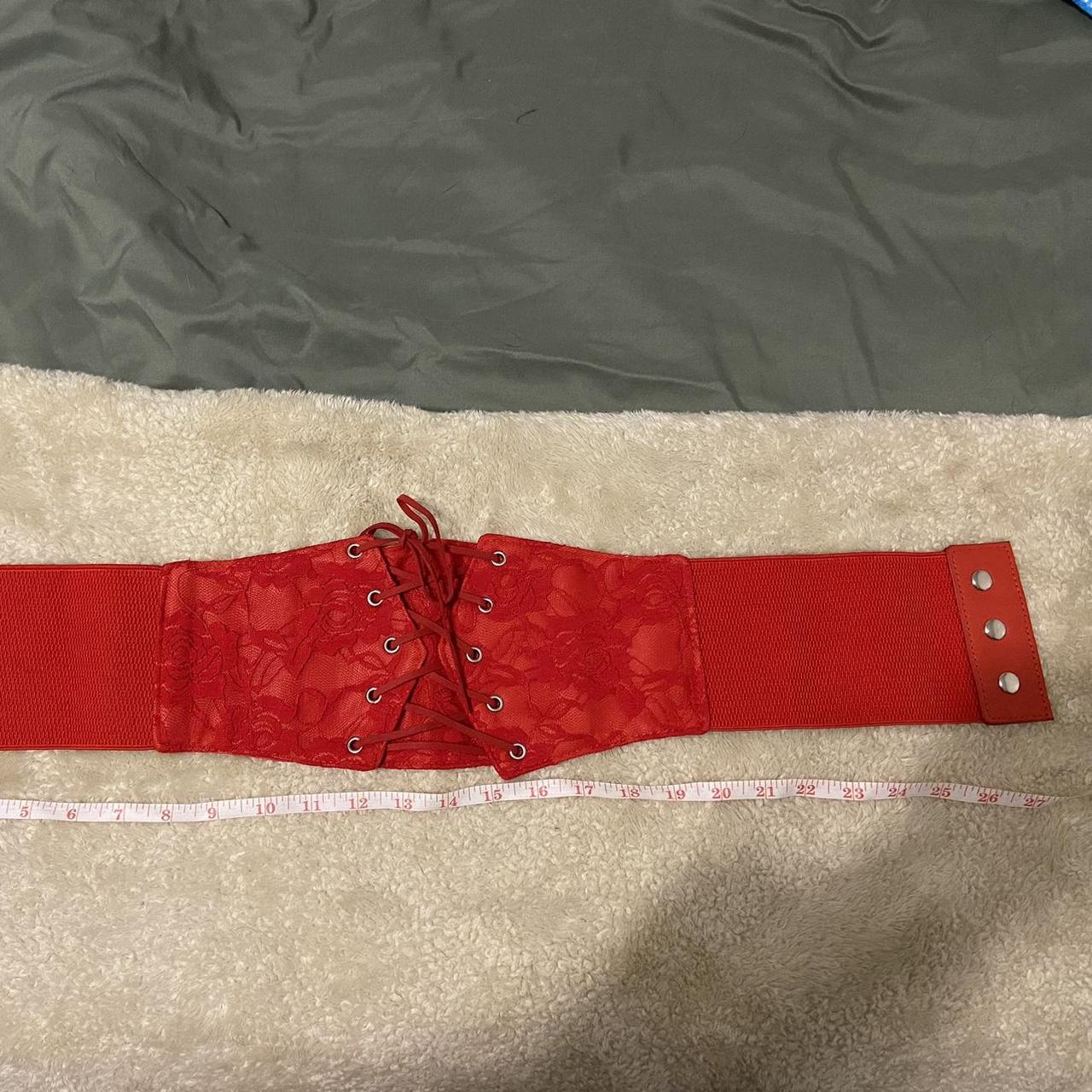 bright red waist corset belt •fits waists 27” -... - Depop
