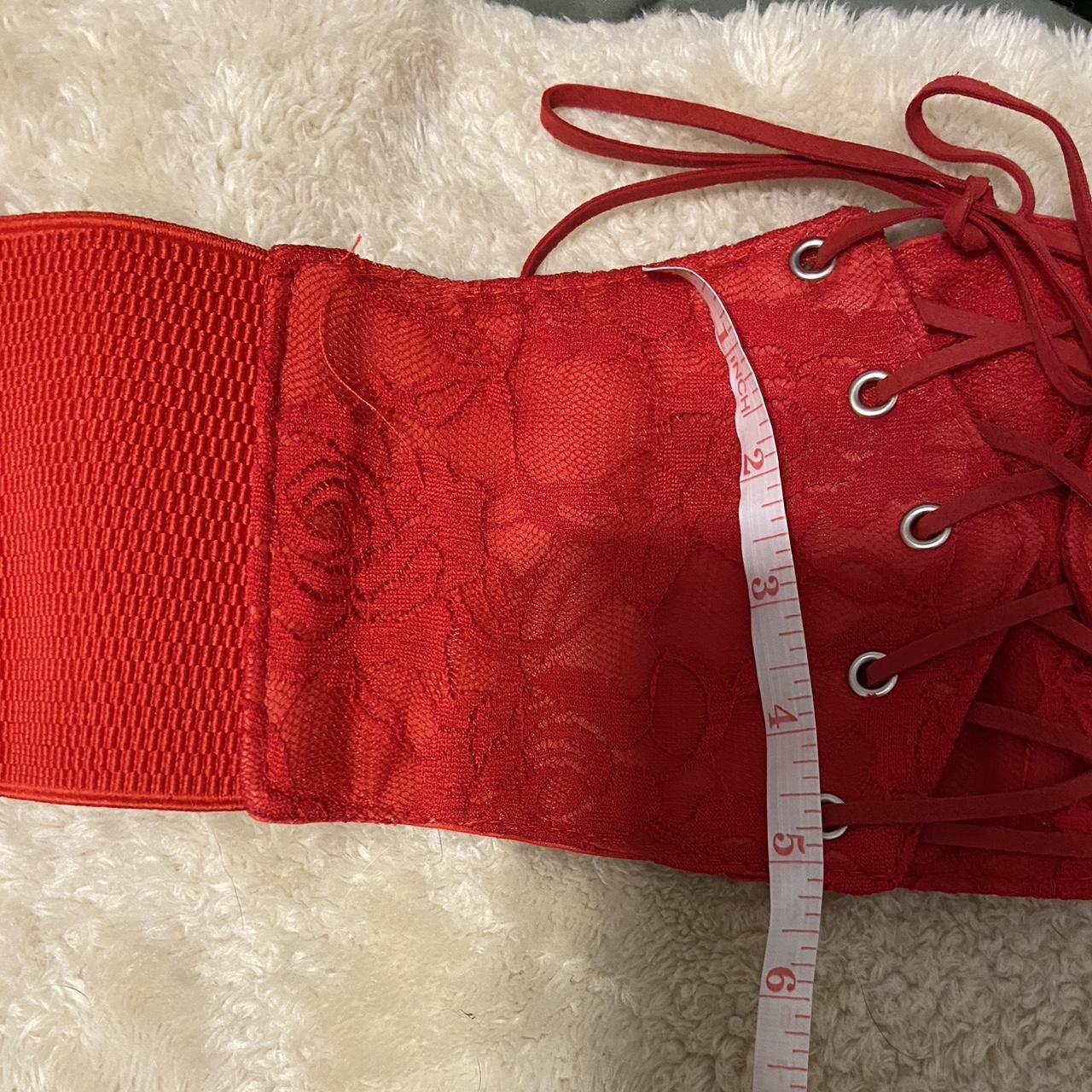 bright red waist corset belt •fits waists 27” -... - Depop