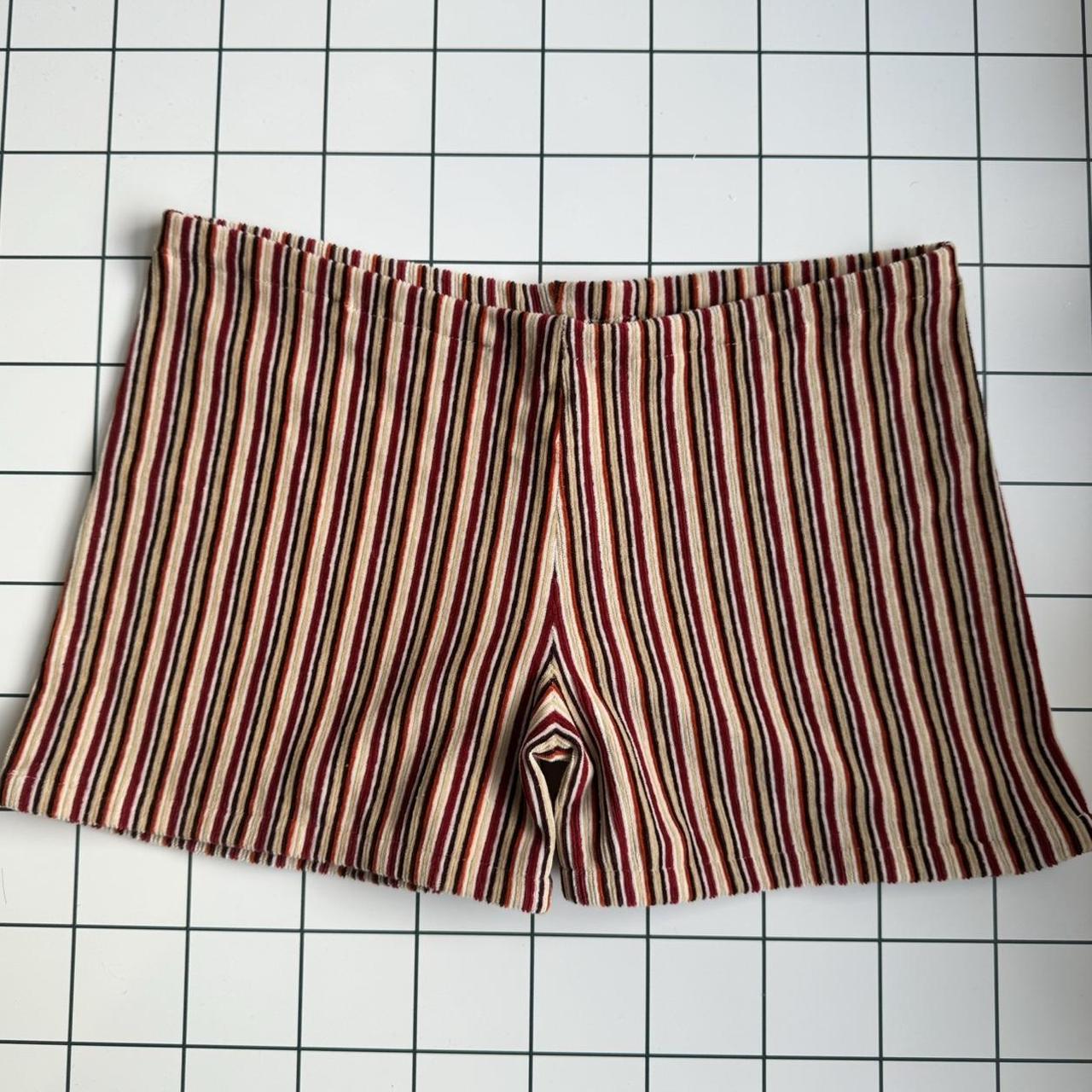low waisted striped micro shorts stretch panne... | Depop