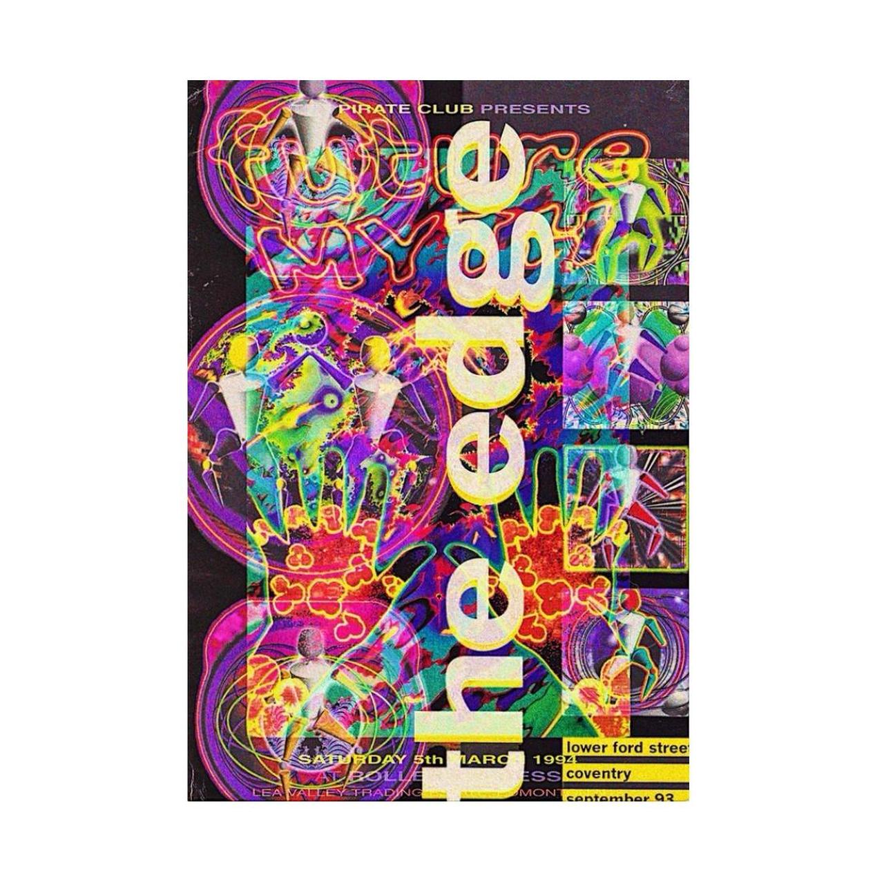 90s Rave Flyer Art Abstract Print | Wall Art |... - Depop