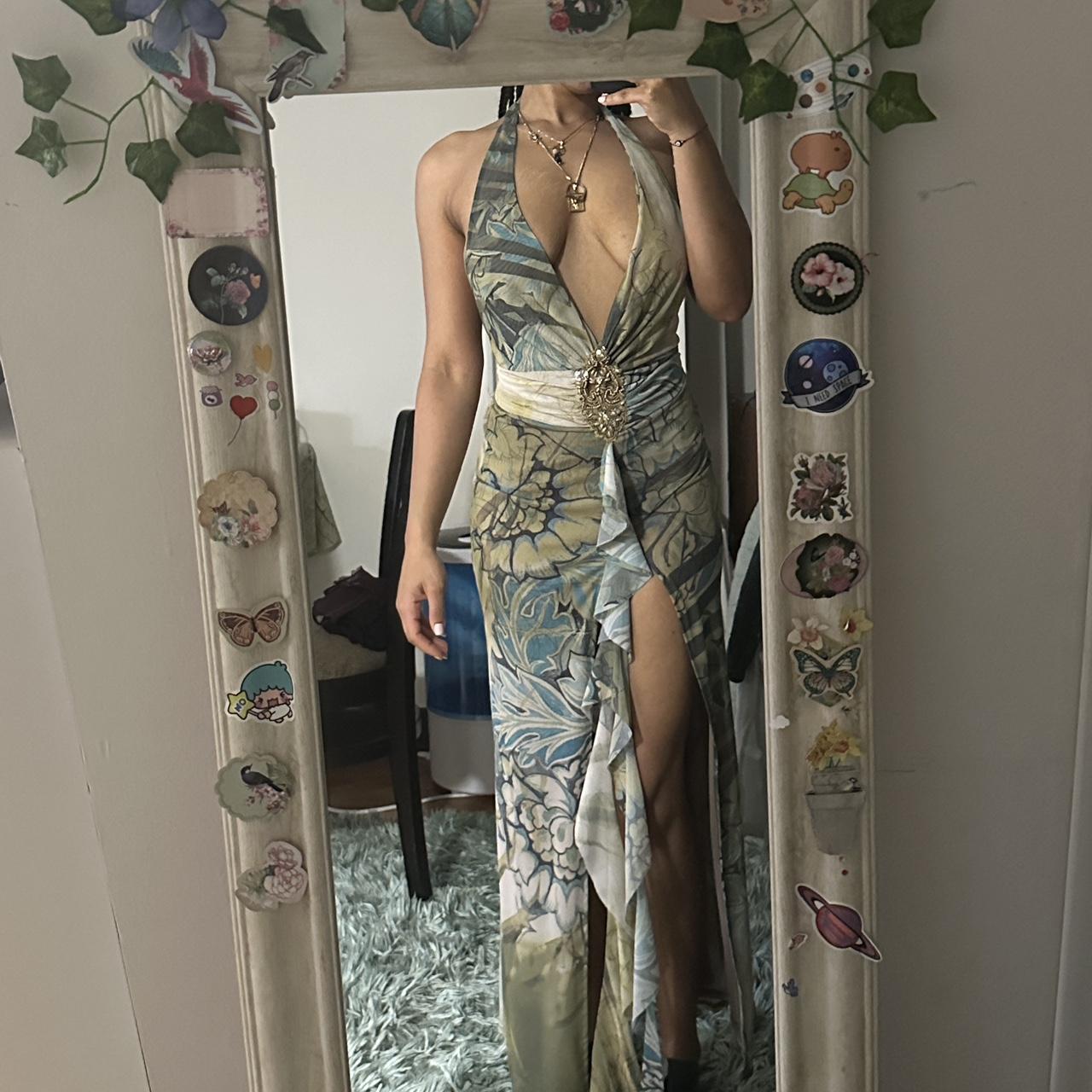 Jaded Ldn Cindy Plunge Maxi dress in green, NWT... - Depop