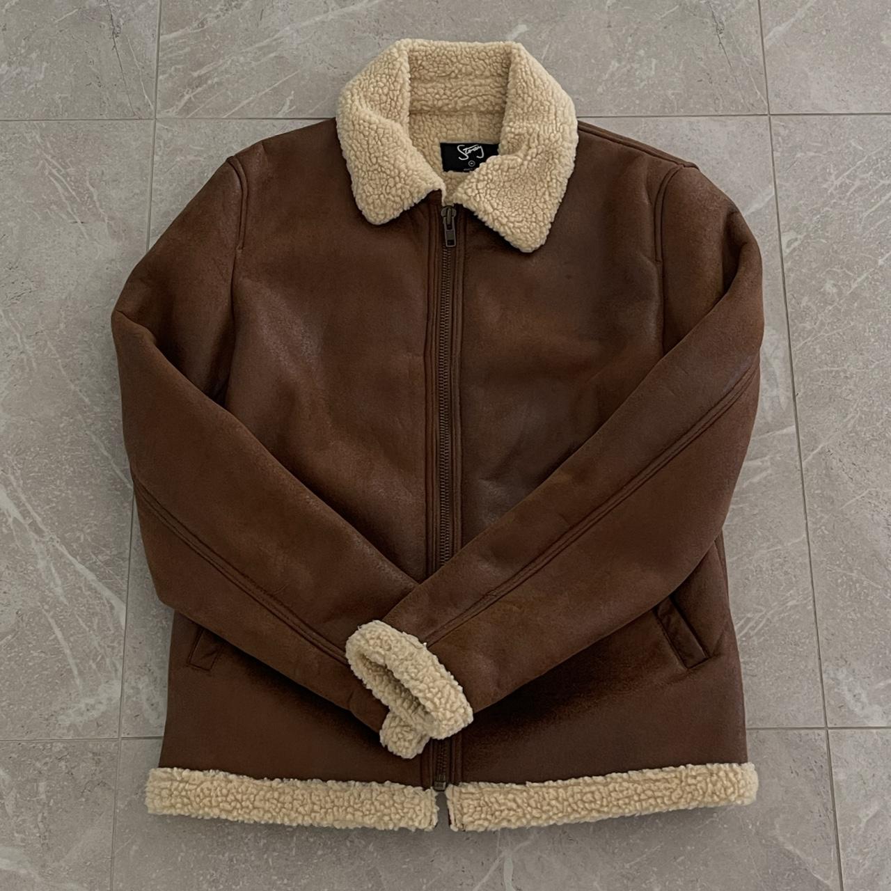 Mens Sherpa Jacket - Suede Brown Size: Medium Never... - Depop