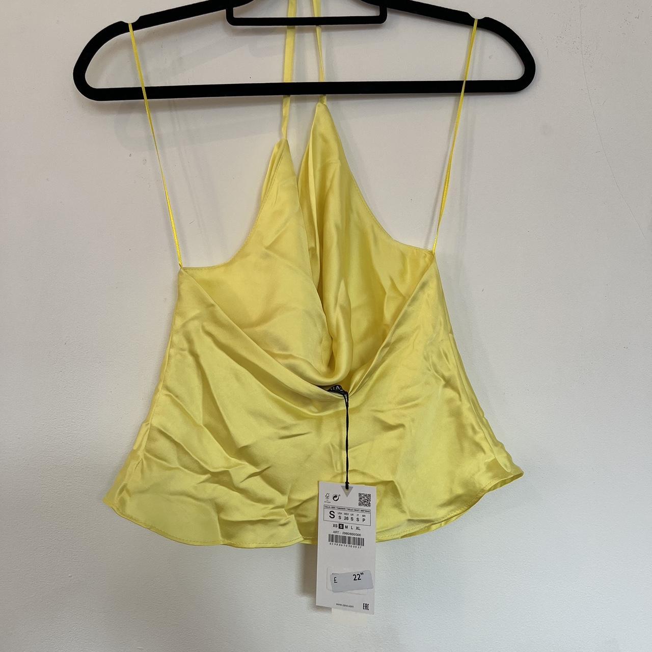 Zara cowl neck yellow crop top - brand new with... - Depop
