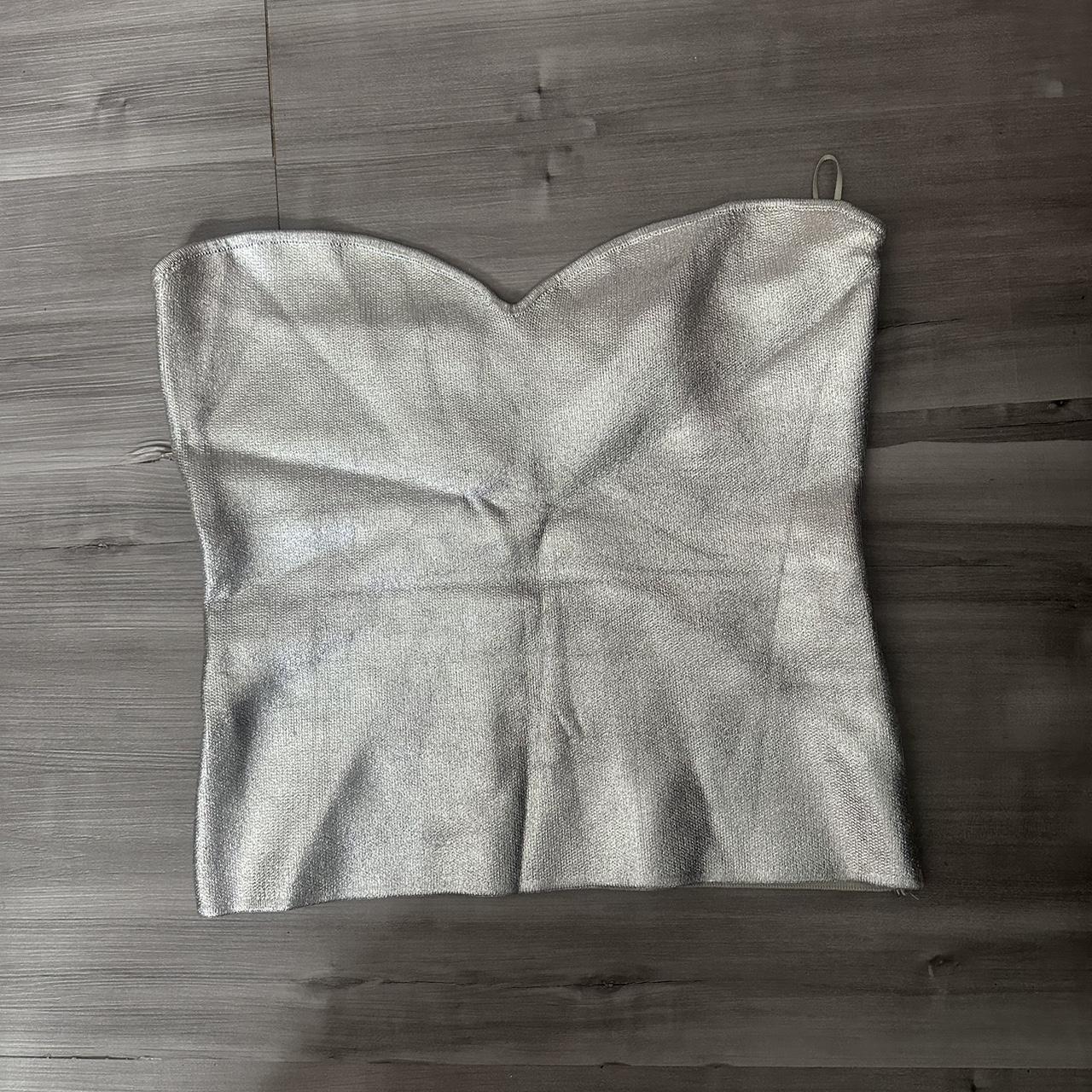 Zara Silver Tube Top - Depop