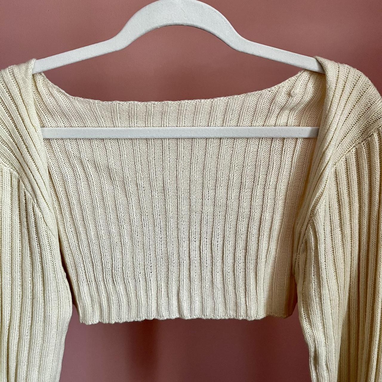 Cream knit bolero - Depop