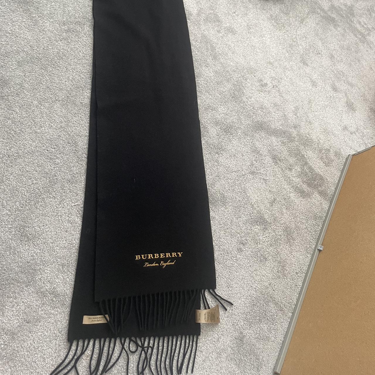 Authentic Burberry black wool scarf - only worn a... - Depop