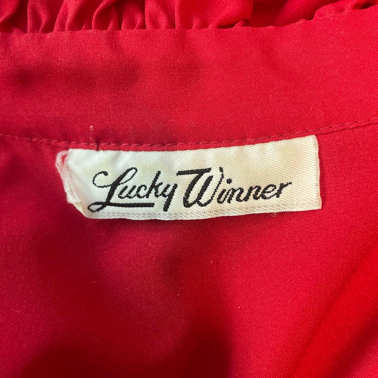 VINTAGE Lucky Winner red blouse, elastic around... - Depop