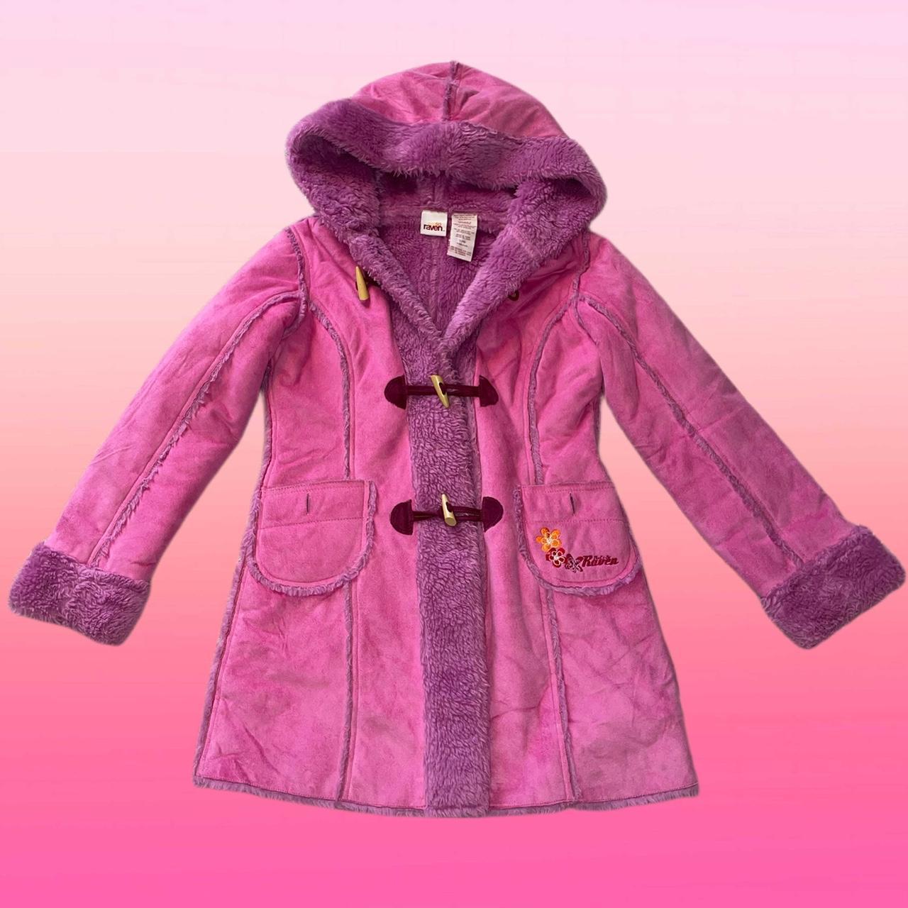 insane pink 2000s that’s so raven furry jacket🎀 pit... - Depop