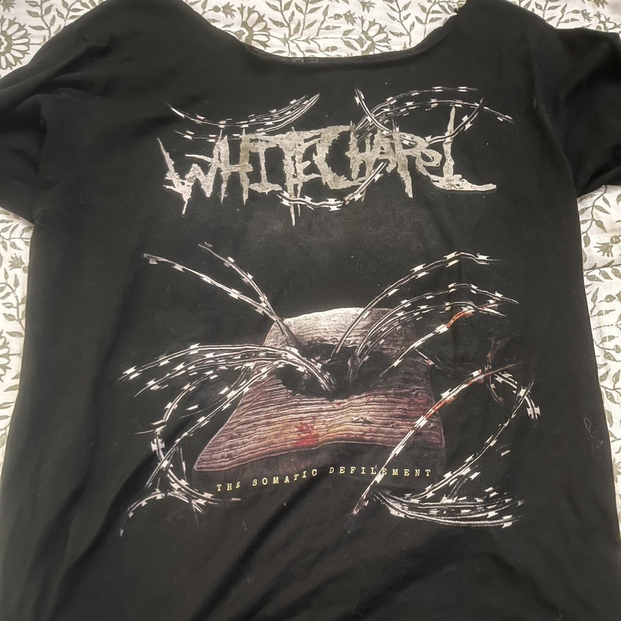 s/m white chapel off shoulder band tee #emo #bandtee - Depop