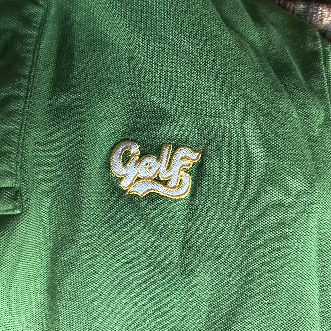 Golf Wang Cursive Logo Long Sleeve Green Polo... - Depop