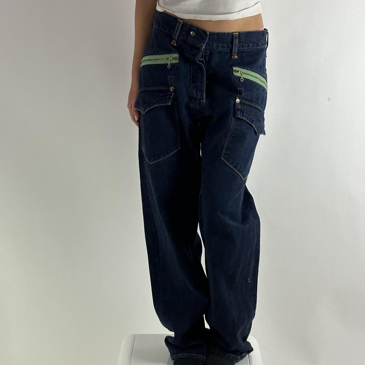 Vintage Evisu baggy jeans with embroided detailing... - Depop