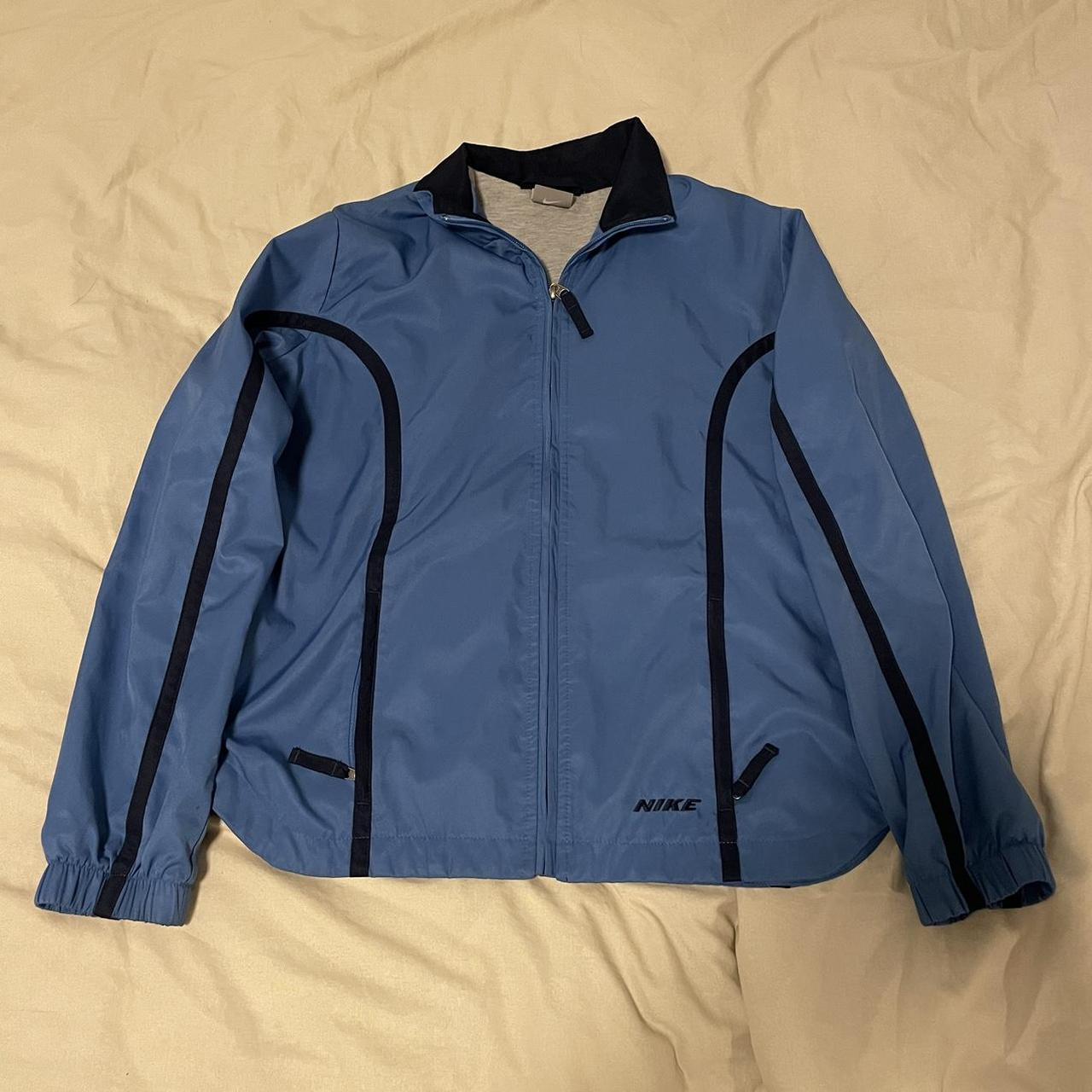 Nike blue running jacket size S - Depop