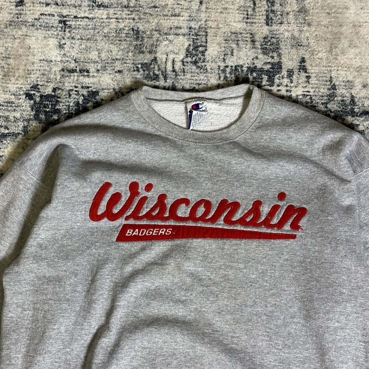 Champion Wisconsin sweatshirt grey 🔥 Size - large... - Depop