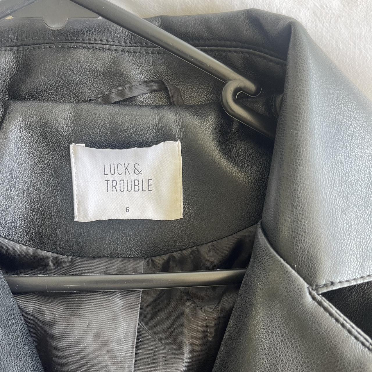 Luck & Trouble Faux Leather Blazer Black Size... - Depop