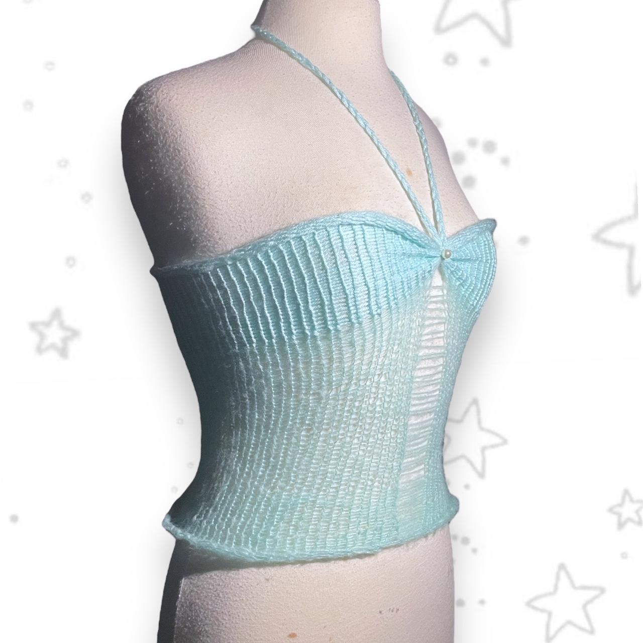 Beautiful Bejeweled Aquamarine Mohair Mermaid top 🧜‍♀️... - Depop