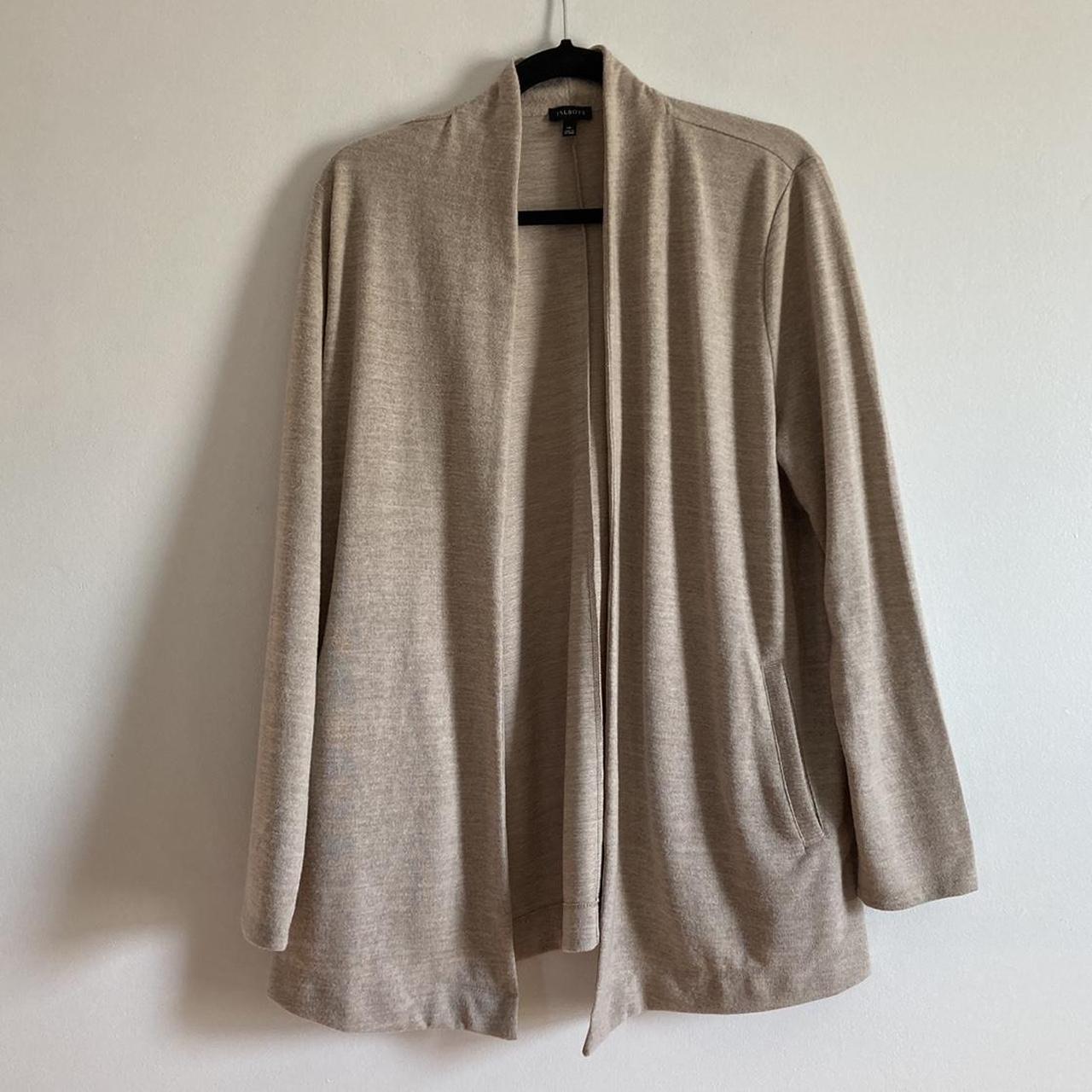 Classic heathered tan open front cardigan from... - Depop