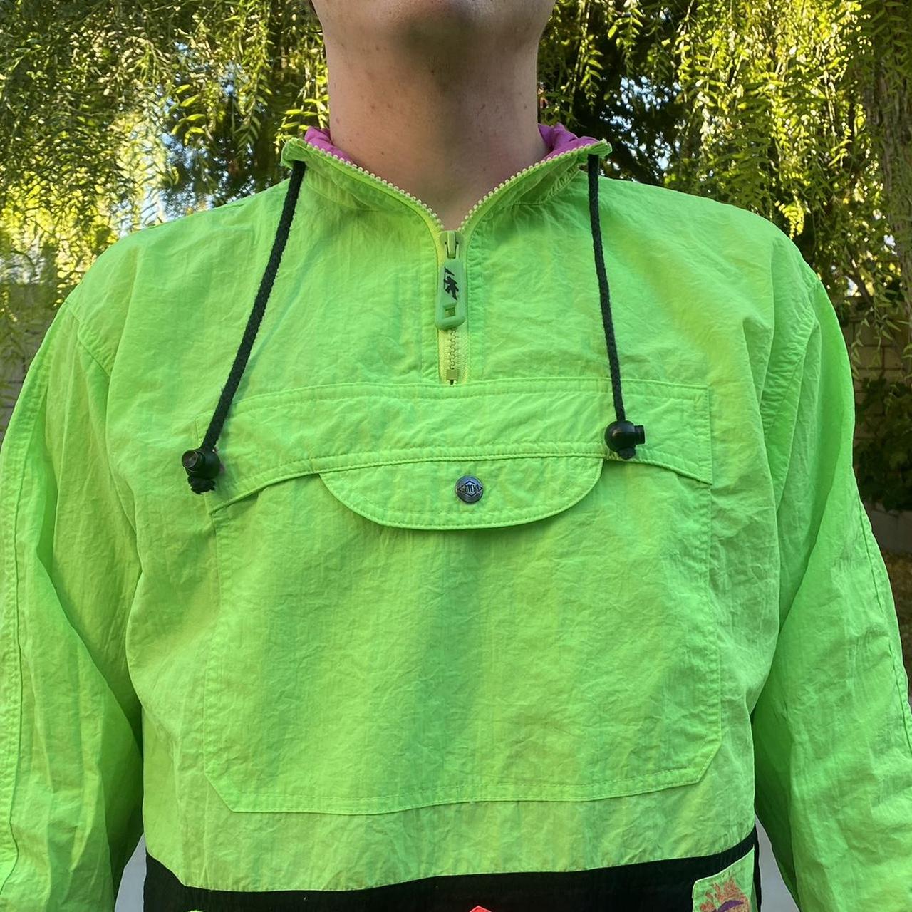 VINTAGE 90’s GOTCHA PRO-TEC WINDBREAKER neon green,... - Depop