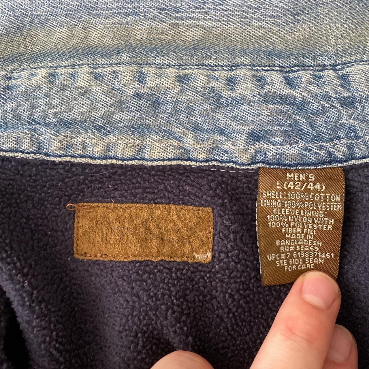 VINTAGE DENIM FLEECE LINED SHACKET vintage blue... - Depop
